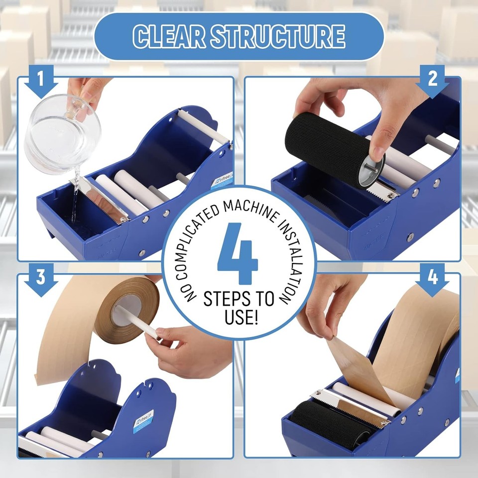 Water-Activated Tape Dispenser, Manual Kraft Gum Tape Dispenser, Width ...