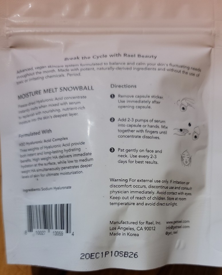 Rael Beauty MOISTURE MELT SNOWBALL - Sealed ( 6 Single Pods ) - 810027130594 | eBay