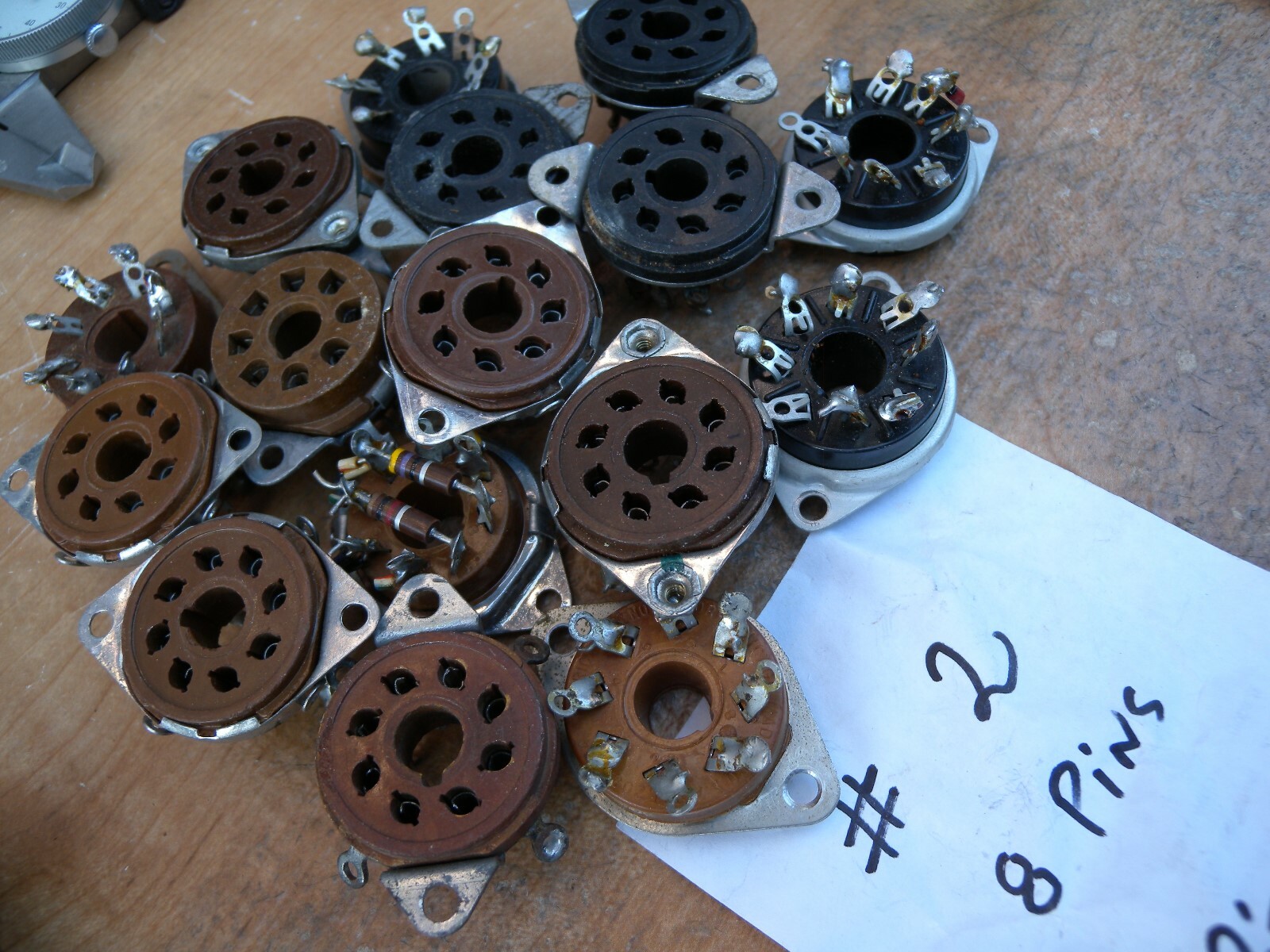 2 pcs 8 pins socket for tubes el34/6l6/6v6/7591. good condition. u.s.a ...