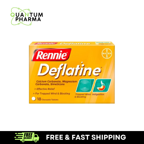 Rennie Deflatine - 18 or 36 Tablets Trapped Wind & Bloat Relief Sugar ...