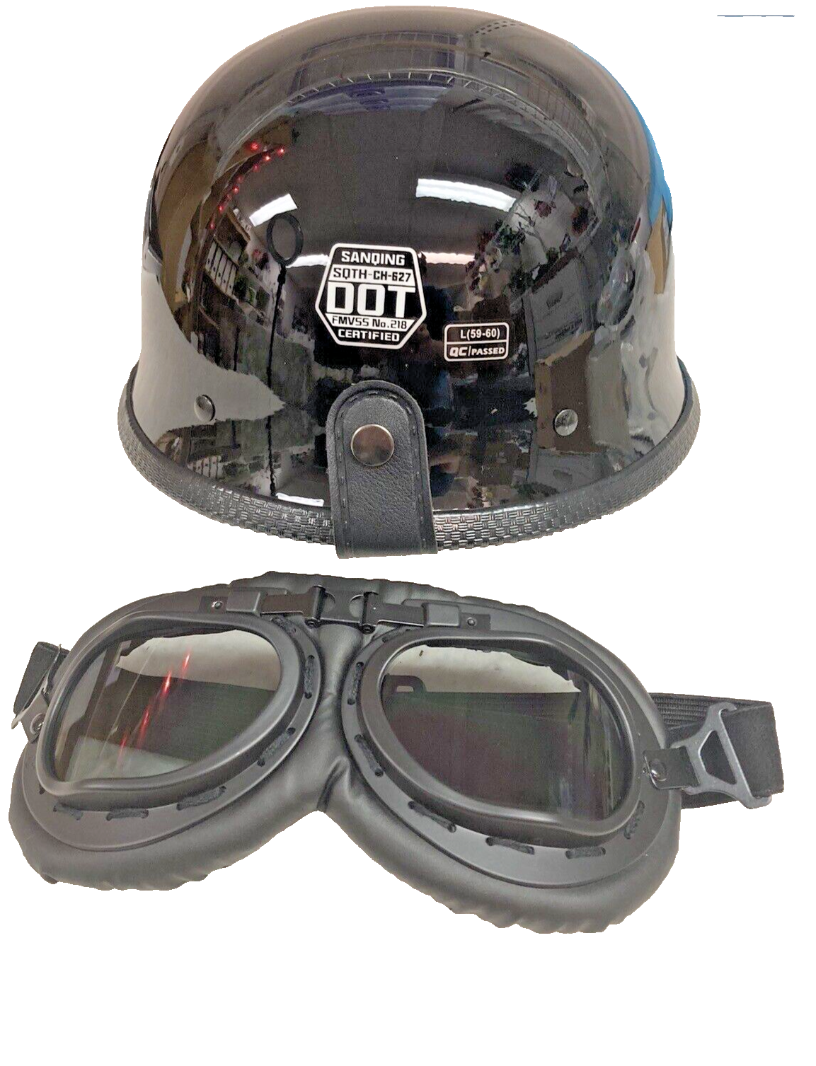 Half Helmet with Goggles Motorcycle Helmet Set DOT Approved, Motorcycle ...