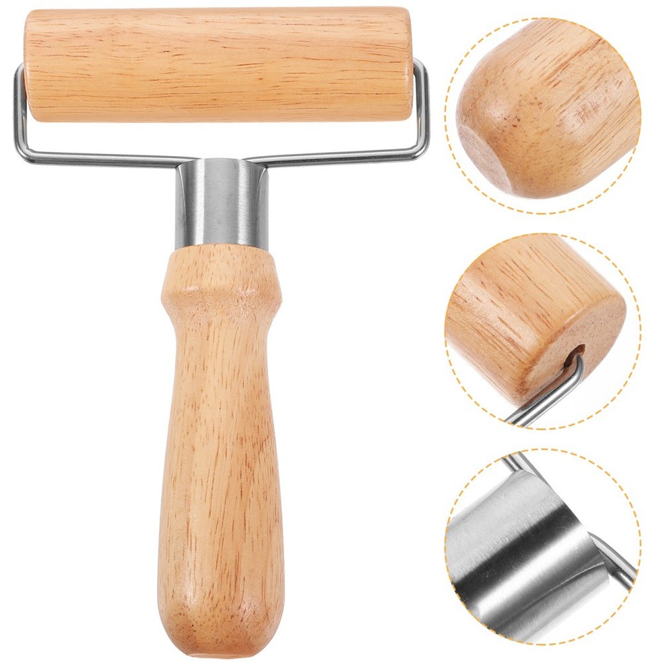Handheld Pastry Roller Wooden Pizza Creative Dough Bakers Rolling Pin ...