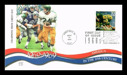 DR JIM STAMPS US COVER GREEN BAY PACKERS FOOTBALL 1960S CELEBRATE ...