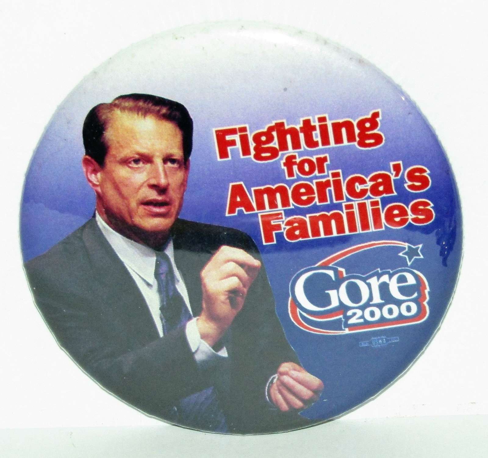 AL GORE 2000 FIGHTING FOR AMERICA'S FAMILIES POLITICAL CAMPAIGN PINBACK ...