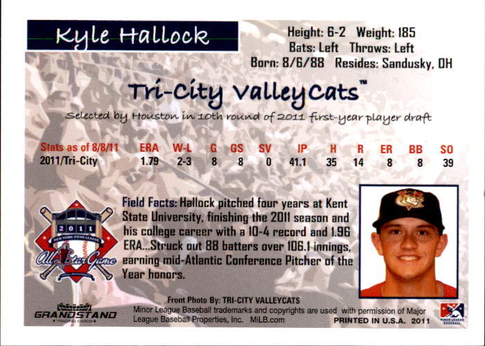 2011 New York-Penn League All-Stars National #14 Kyle Hallock Sandusky ...