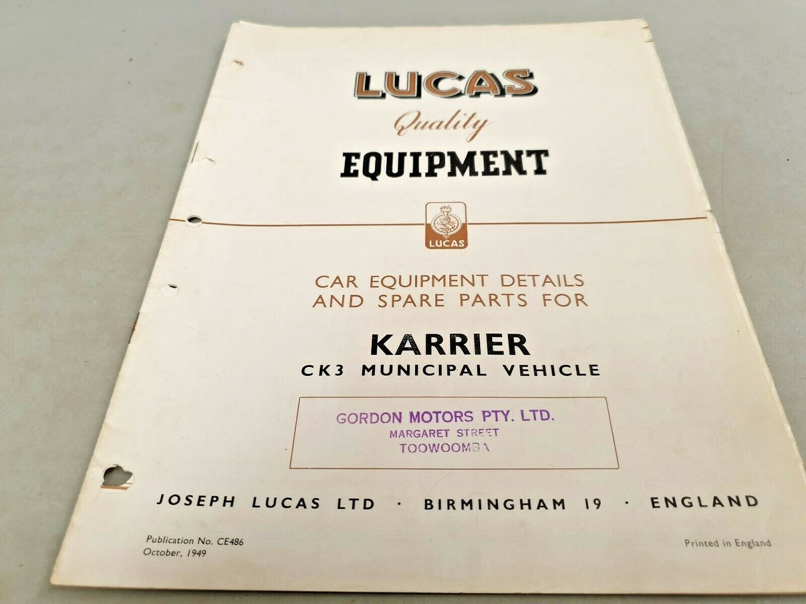 1949 KARRIER CK3 TRUCKS - LUCAS EQUIPMENT Parts Book | eBay