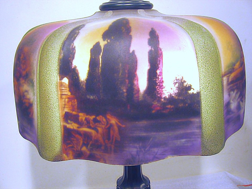 ANTIQUE PITTSBURGH REVERSE PAINTED LAMP - SIGNED | eBay