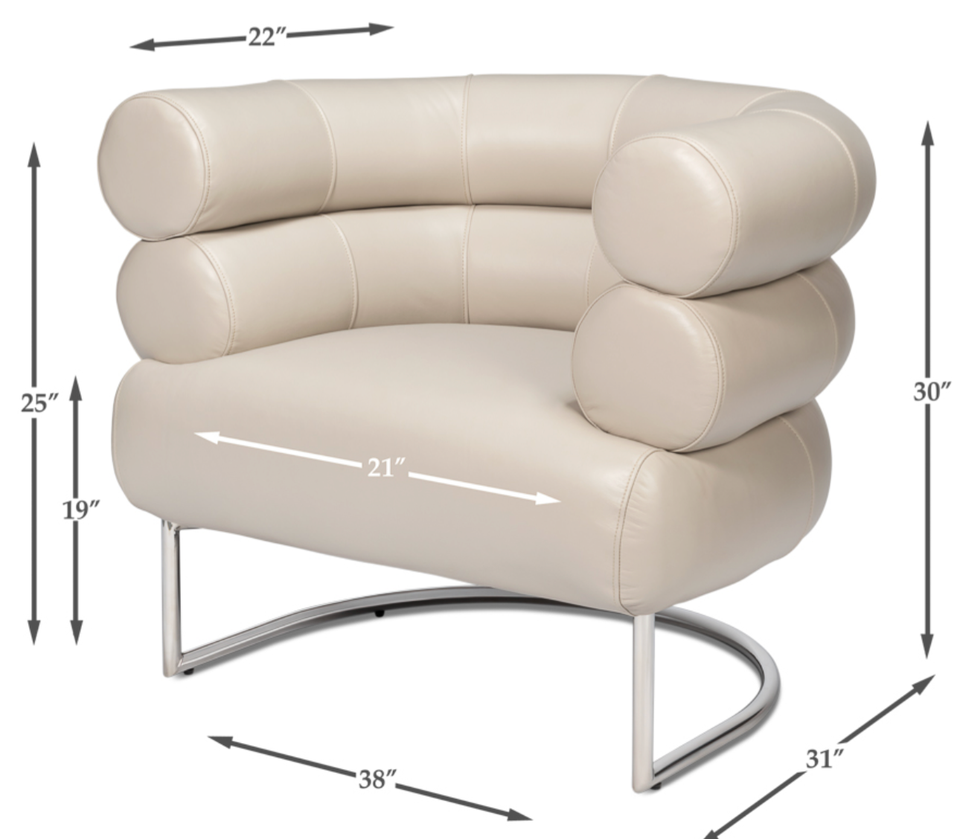 NEW Designer Mid Century Modern 100% Leather Eileen Gray Bibendum Chair ...