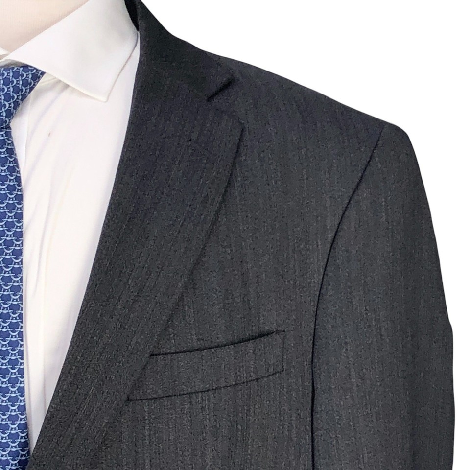 Hart Schaffner Marx HSM Suit Mens 46R Charcoal Gray Two Piece Classic ...