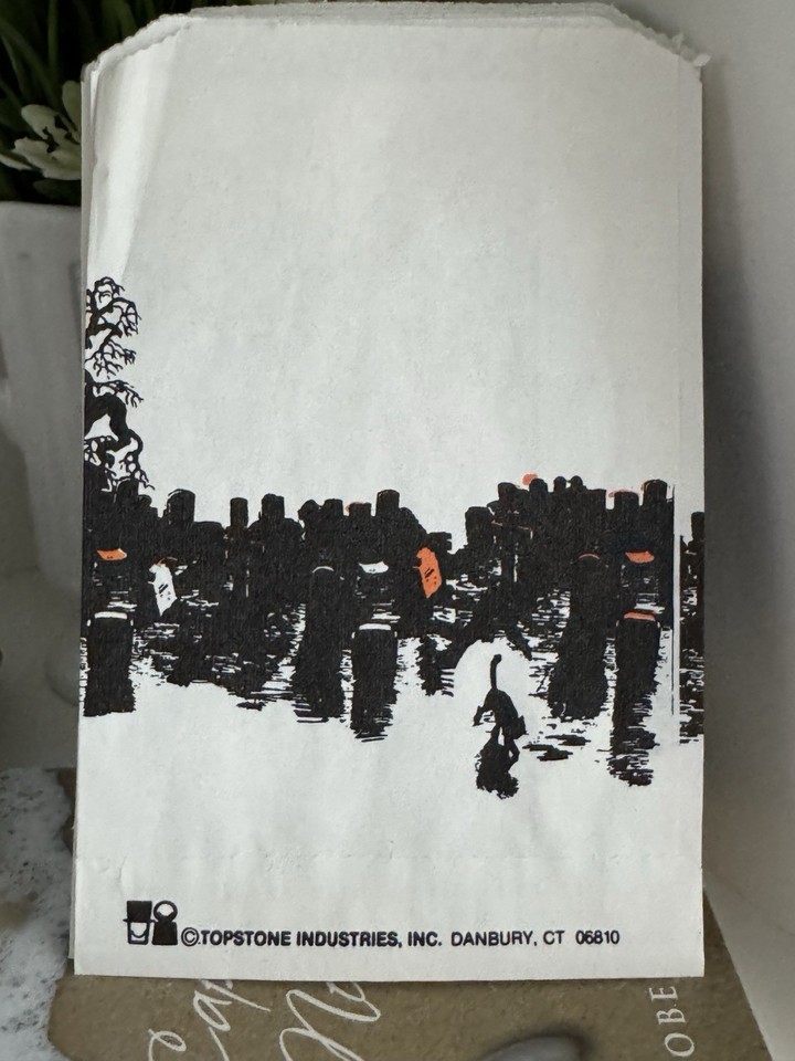 Vintage Halloween Paper Trick or Treat Candy Bag Spooky Cemetery | eBay