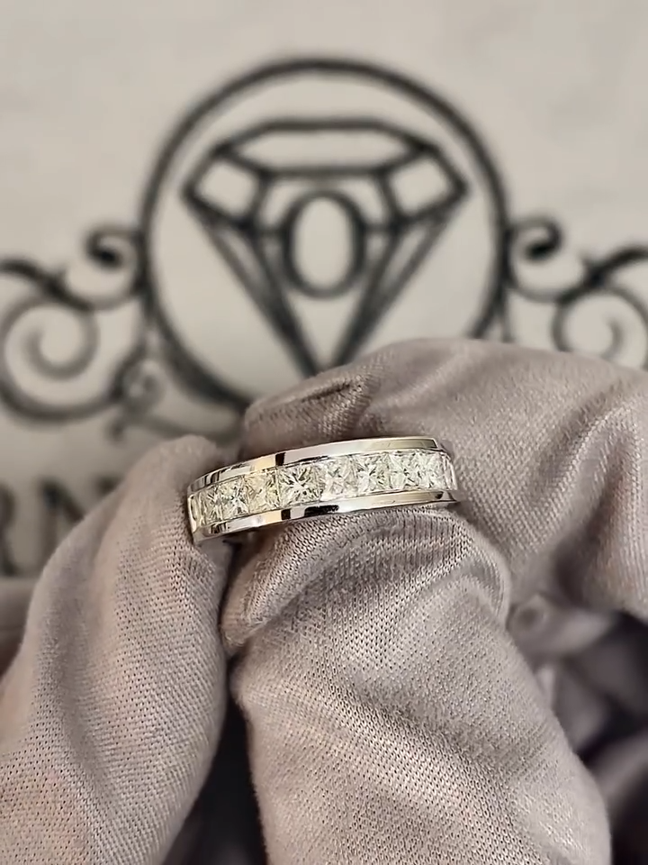 3.20CTW Princess Moissanite Half Eternity Engagement Ring 14K White ...