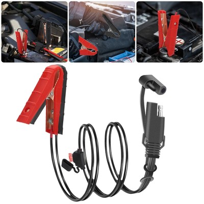 20" Heavy-Duty Battery Charger Cable Alligator Clips & Ring Terminals ...