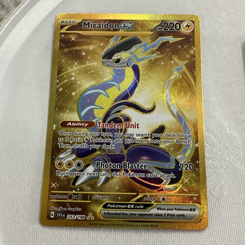 Miraidon Ex 253/198 Gold Hyper Rare Scarlet & Violet Pokemon Card NM/M ...