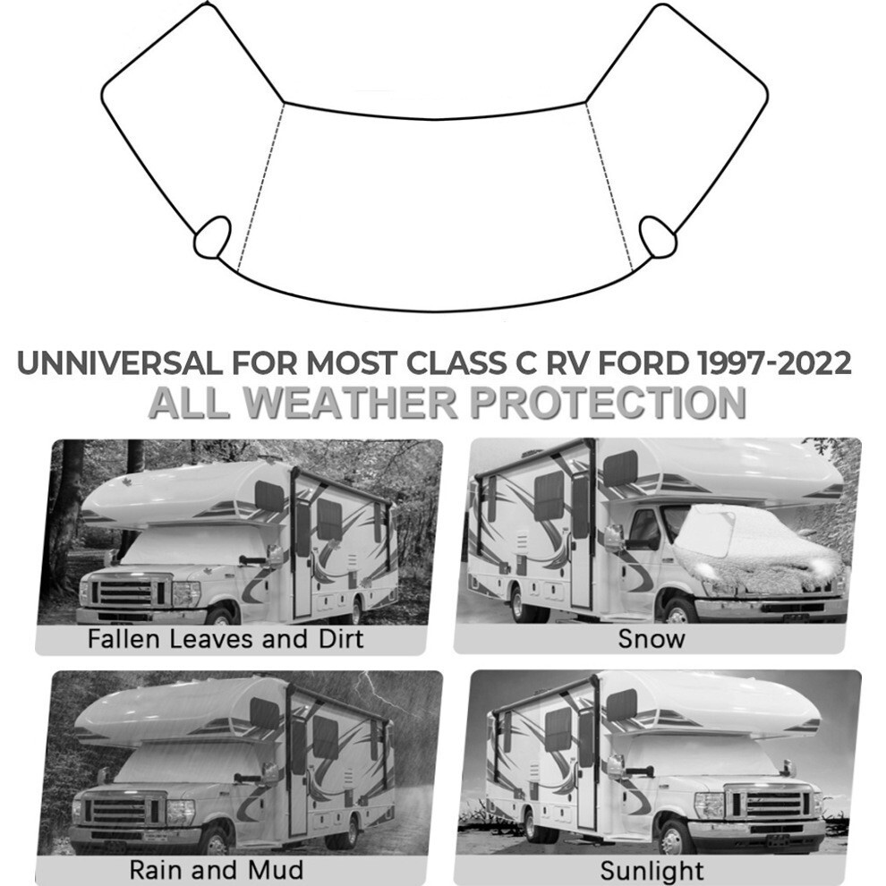 RV Windshield Front Window Sun Shade Snow Cover for Ford E450 1997-2023 ...