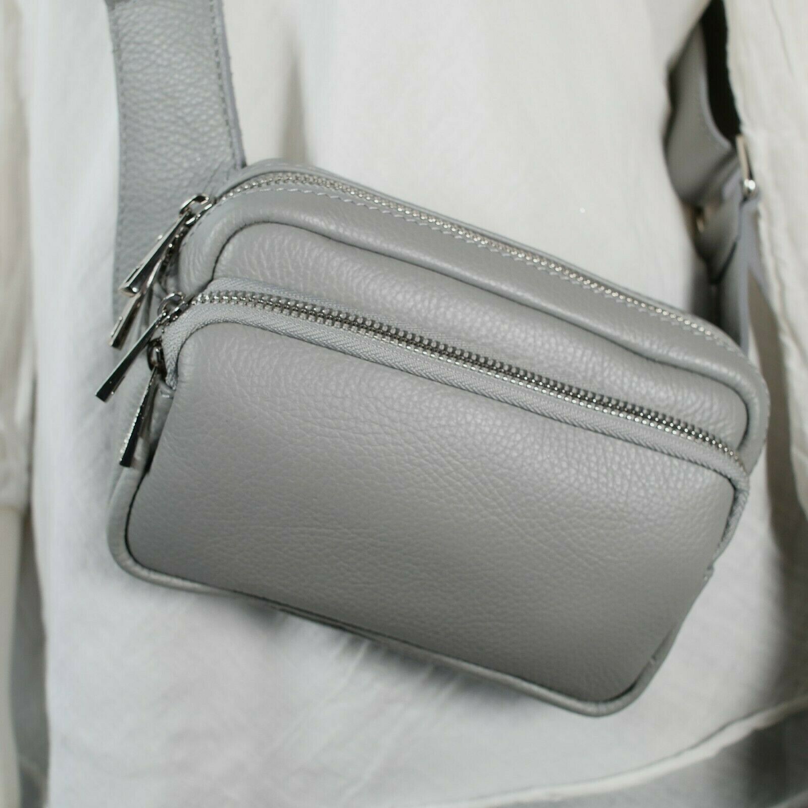 ♥ 16 Farben ECHT LEDER Umhängetasche Italy Cross Over Body Bag Tasche ...