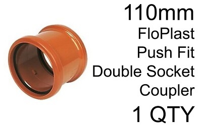 110mm FloPlast D105 Coupler Double Socket Push Fit Underground Coupling ...