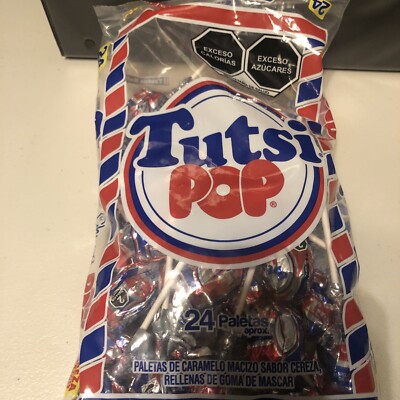 Tutsi Pop Mexican Lollipop Cherry Flavored With Gum Center 24 Pieces | eBay