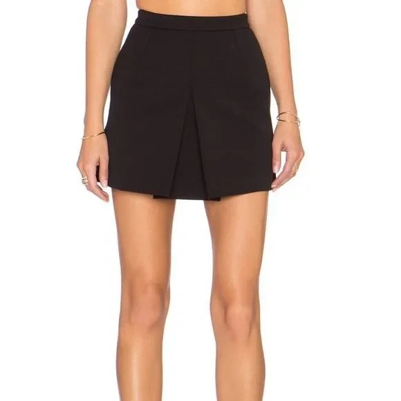 Vince Black Inverted Front Pleated Mini Skirt Size 12 - Gem