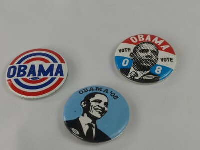 Political Election Pinback Lot 3 Pins Buttons Obama Vote 08 2008 ...