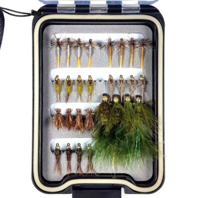 28 Piece Dry Fly, Nymph and Streamer Assortment with Box - Fly Fishing ...