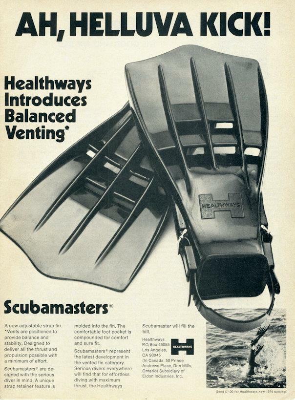 1974 Healthways PRINT AD Scuba Diver ScubaMasters Dive Fins | eBay