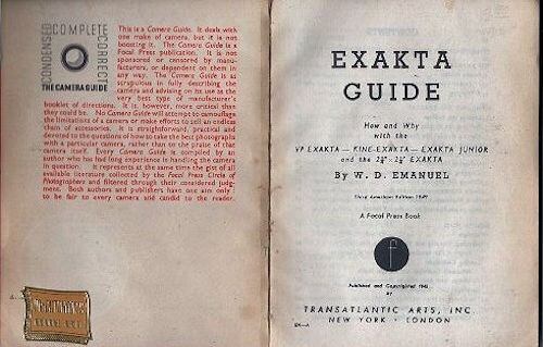 1945 Exakta Cameras 112 Page Guide Instruction Book Photographs | eBay
