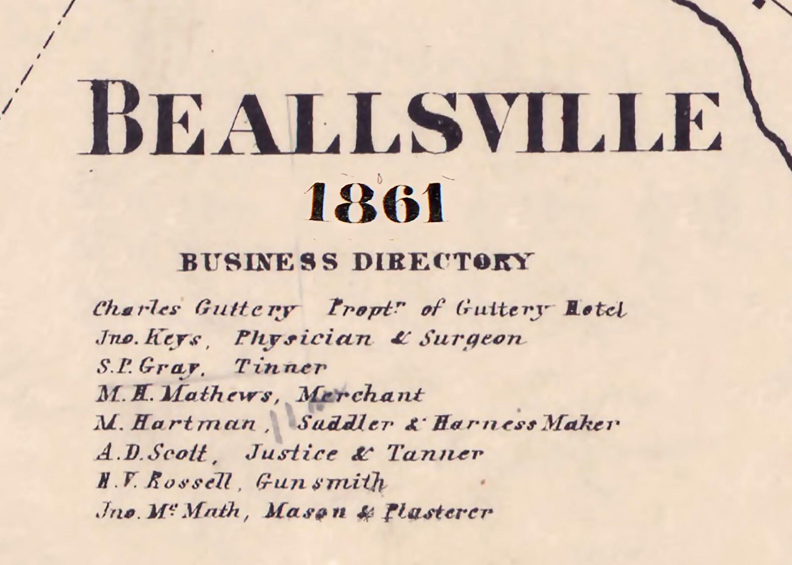1861 Town Map of Beallsville Washington County Pennsylvania | eBay