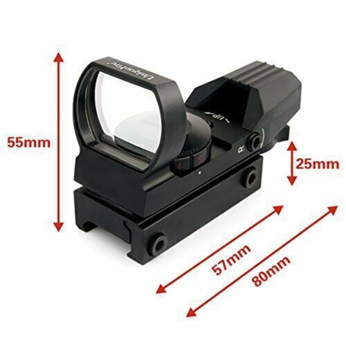 4 Reticles Fit 20mm Rail Holographic Airsoft Red Green Dot Sight Reflex ...