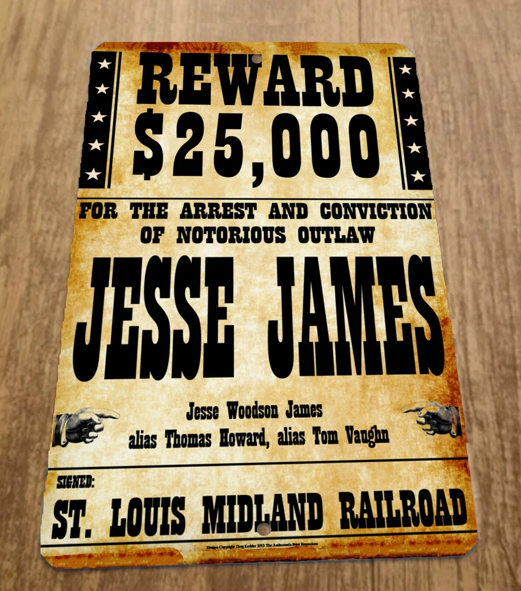 Jesse James Outlaw Wanted Poster