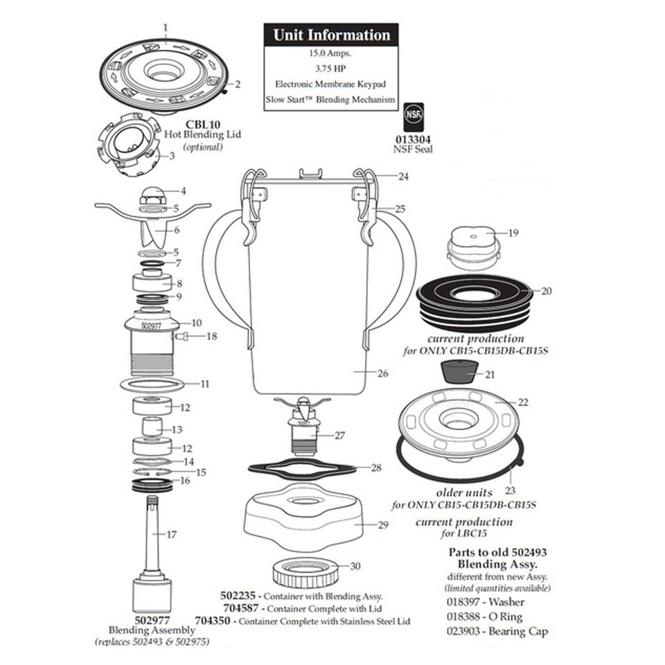 NEW Waring Sealed Bearing 018386 for CB10, CB15 Blenders & Others ...
