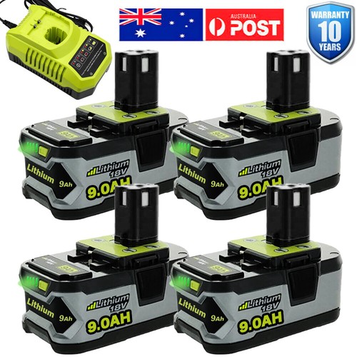 4x 18V 6.0Ah Charger / Battery For Ryobi P108 ONE+ Plus P102 P103 P104 ...