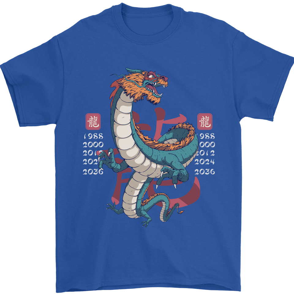 Chinese Zodiac Shengxiao Year of the Dragon Mens T-Shirt 100% Cotton ...