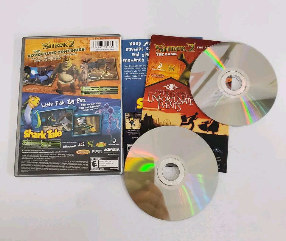 ORIGINAL XBOX SHREK 2 & SHARK TALE GAMES 2 IN 1 BOTH COMPLETE FREE ...