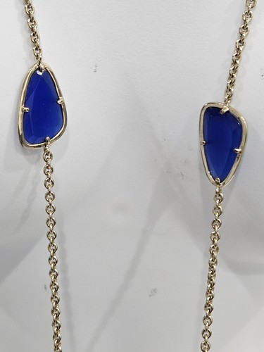 Kendra Scott Kinley Cobult Blue Stone Logo Station 38” Gold Tone ...