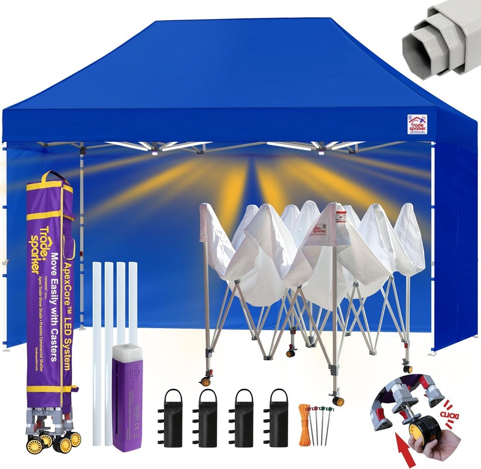 10x10 Pop Up Canopy Tent,Commercial Movable Canopy W/ ApexCore LED ...