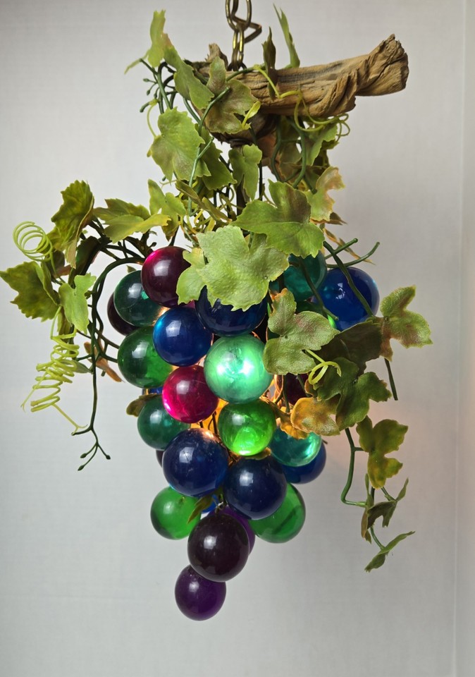 Large Vintage Lucite Grapes Cluster Swag Lamp 18" Blue Green Purple | eBay