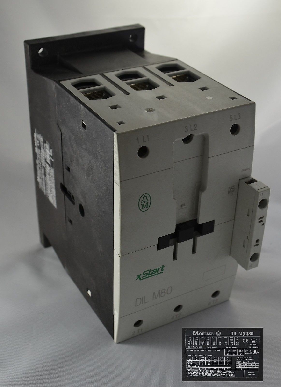 DILM80 (RDC24) Klockner-Moeller CONTACTOR 3POLES COIL 24VDC 110A 37 kW ...