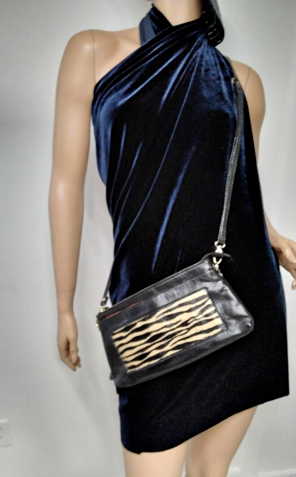 NEW Kate Landry women Crossbody Bag Black Genuine Leather Key Holder ...