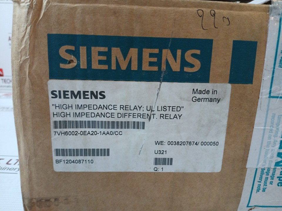 SIEMENS 7VH6002-0EA20-1AA0/CC High-Impedance Differential Relay 50/60 ...