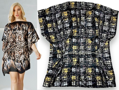 BCBG Maxazria Dog Scratch Print Chain Belt Caftan Dress M $238 | eBay