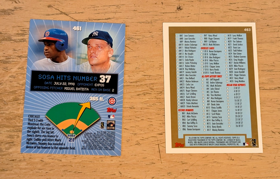 1999 TOPPS, BASEBALL, COMPLETE SET #1-463 (#7 DOESN'T EXIST), MCGWIRE ...