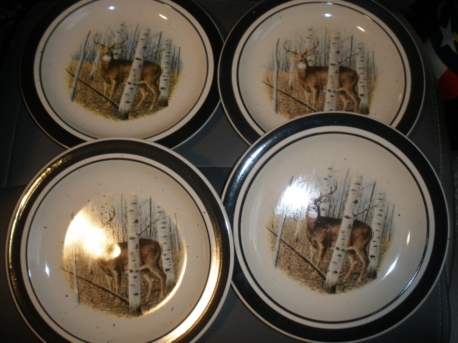 4 Cabela's Whitetail Buck Deer Hunting 8.5" Salad Plates Folkcraft ...