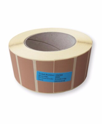 50mm x 25mm 2000 LABELS ROLL BROWN KRAFT LABELS DIRECT THERMAL PAPER ...