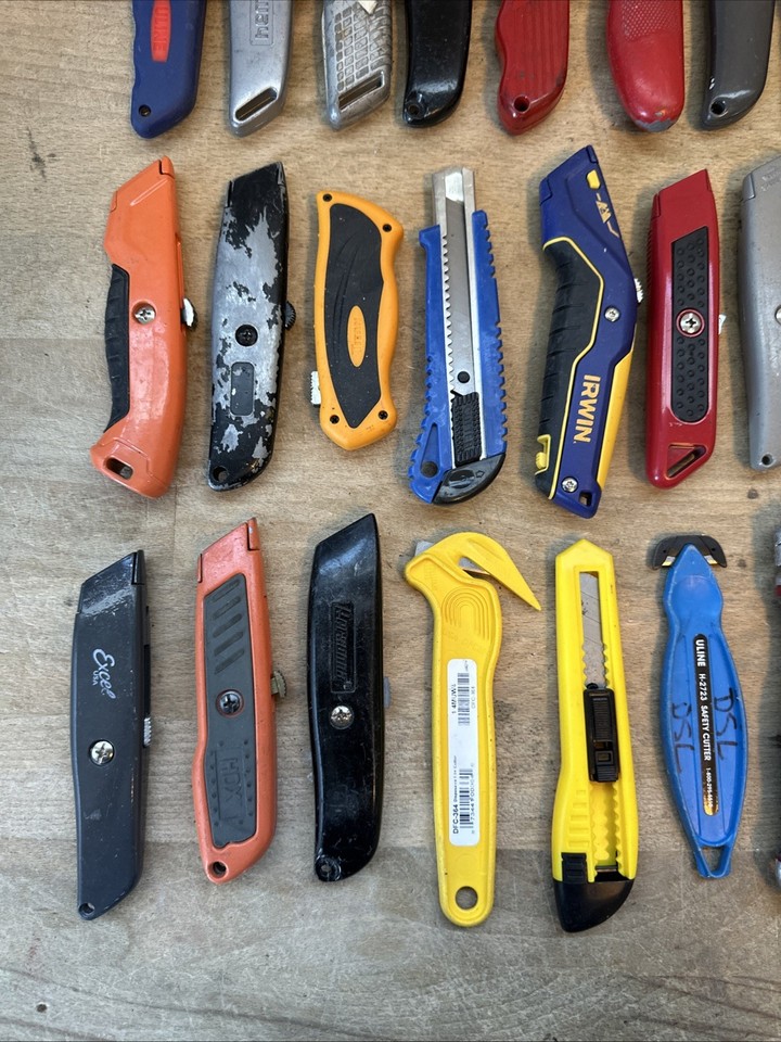 Lot of 60 Utility Knives Box Cutters Assorted Brands Styles Colors TSA ...