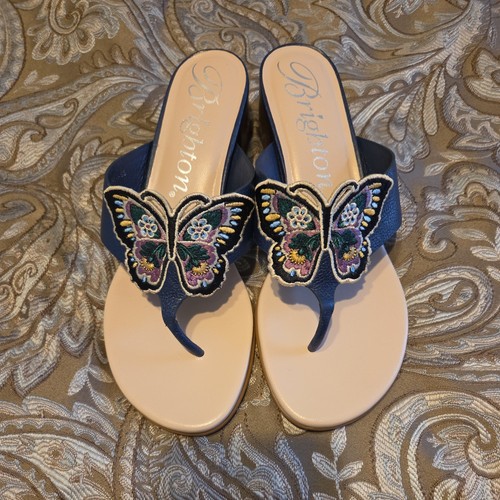 Brighton Butterfly Sandals Karina Azure Shoes 8M Navy Blue NEW With Out ...