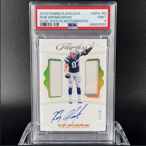 Rob Gronkowski 2019 Panini Flawless Dual Game Used Patch Auto 12/15 PSA ...