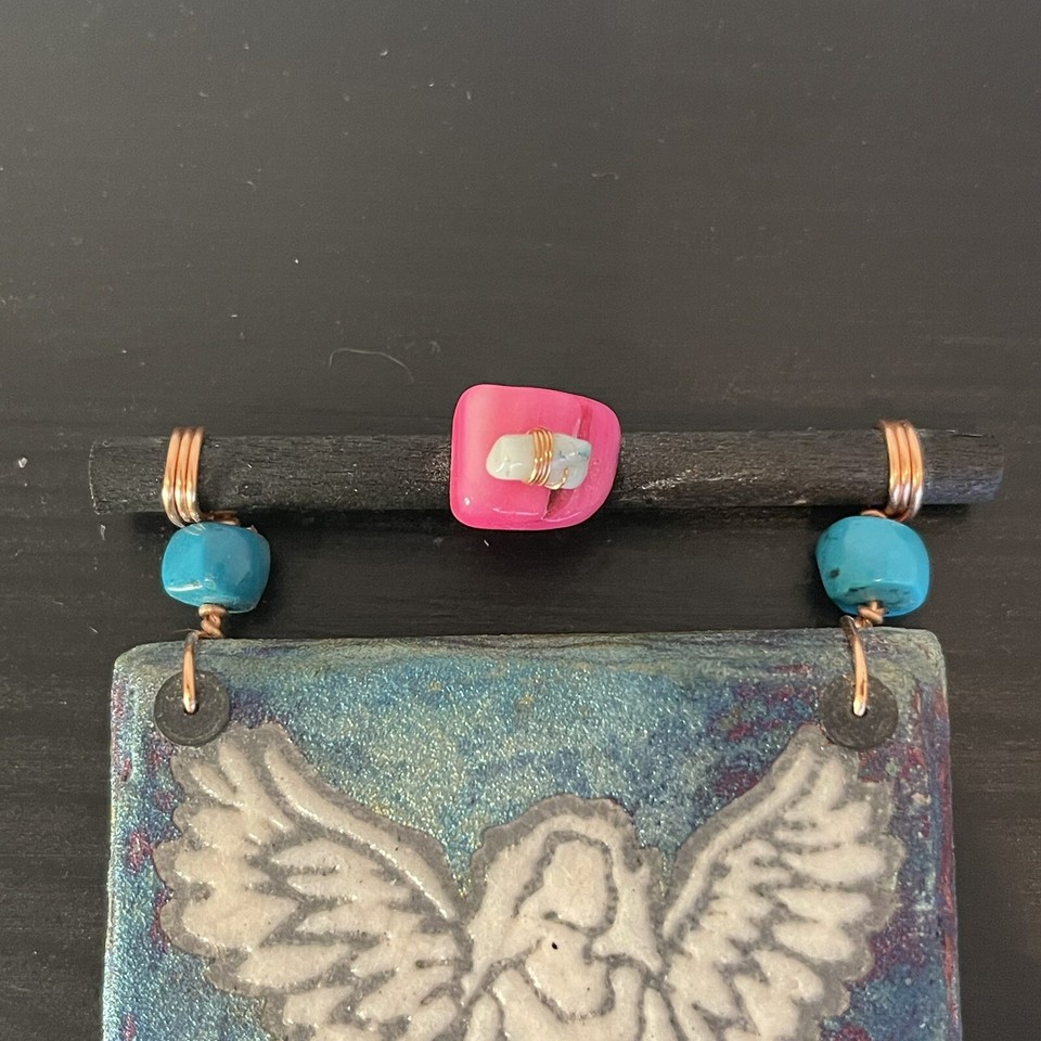 Collectible Raku Pottery Works ANGEL PLAQUE Signed Jeremy Diller FOLK ...