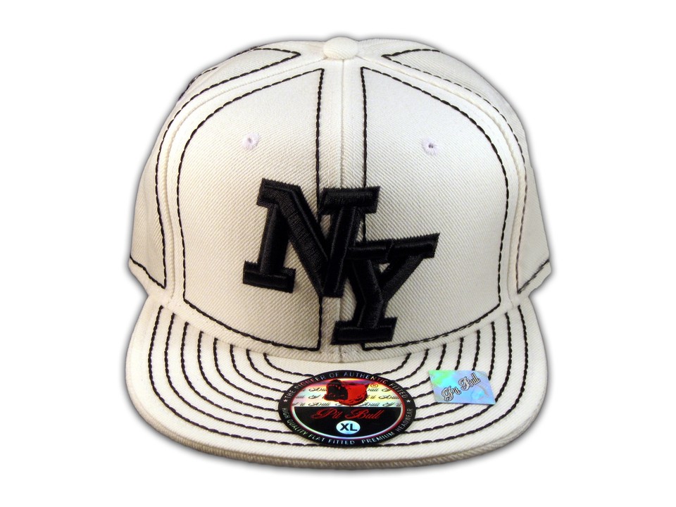 New York NY on White Black Flat Brim Ball Cap Hip Hop Style Hat | eBay