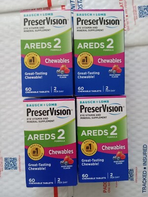 4x Boxes PreserVision AREDS 2 Formula Mixed Berry Flavor 60 Chewables ...