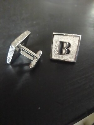 Vintage Estate Swank "B" Monogram Cuff Links Silver To n. Gift present Man. | eBay